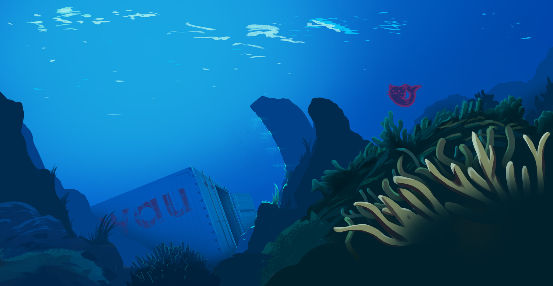 how to draw an underwater ocean scene