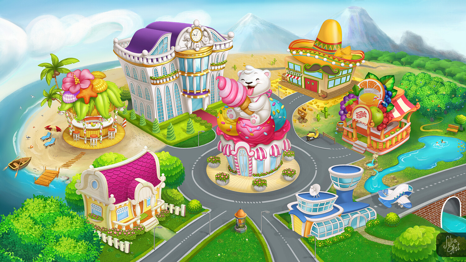 ArtStation - Game Dev. Level map for game "recipes passion" by Julia Art