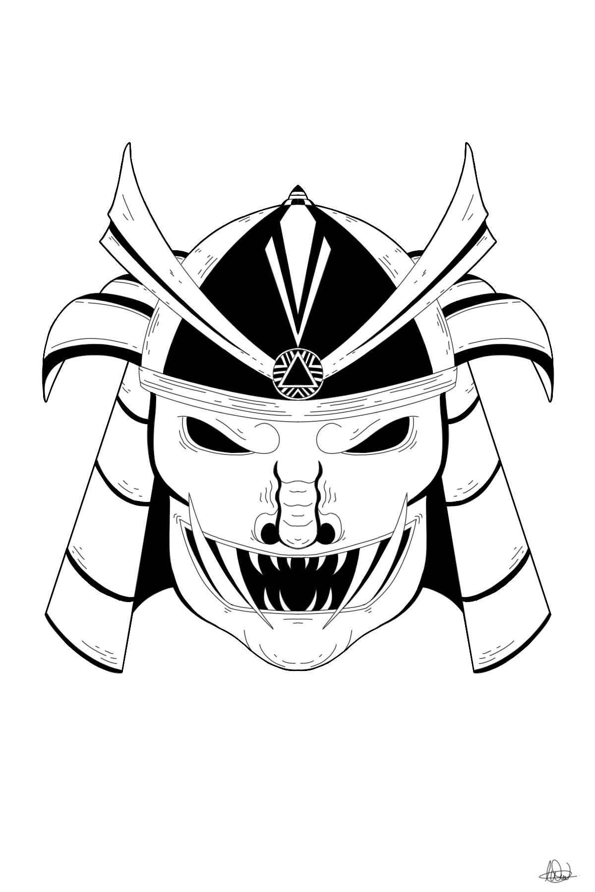samurai mask coloring pages