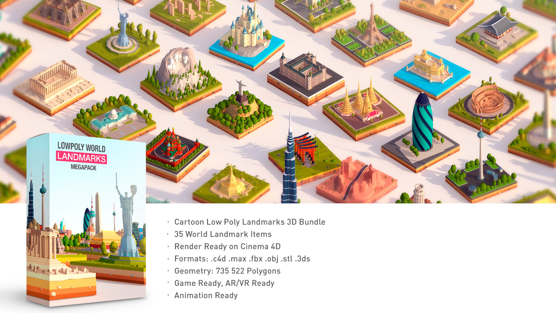 ArtStation - Polygonia Cartoon Low Poly Landmarks Mega Pack