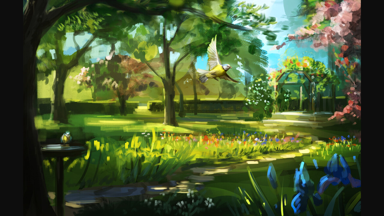 ArtStation - Spring garden speed painting - Portfolio update