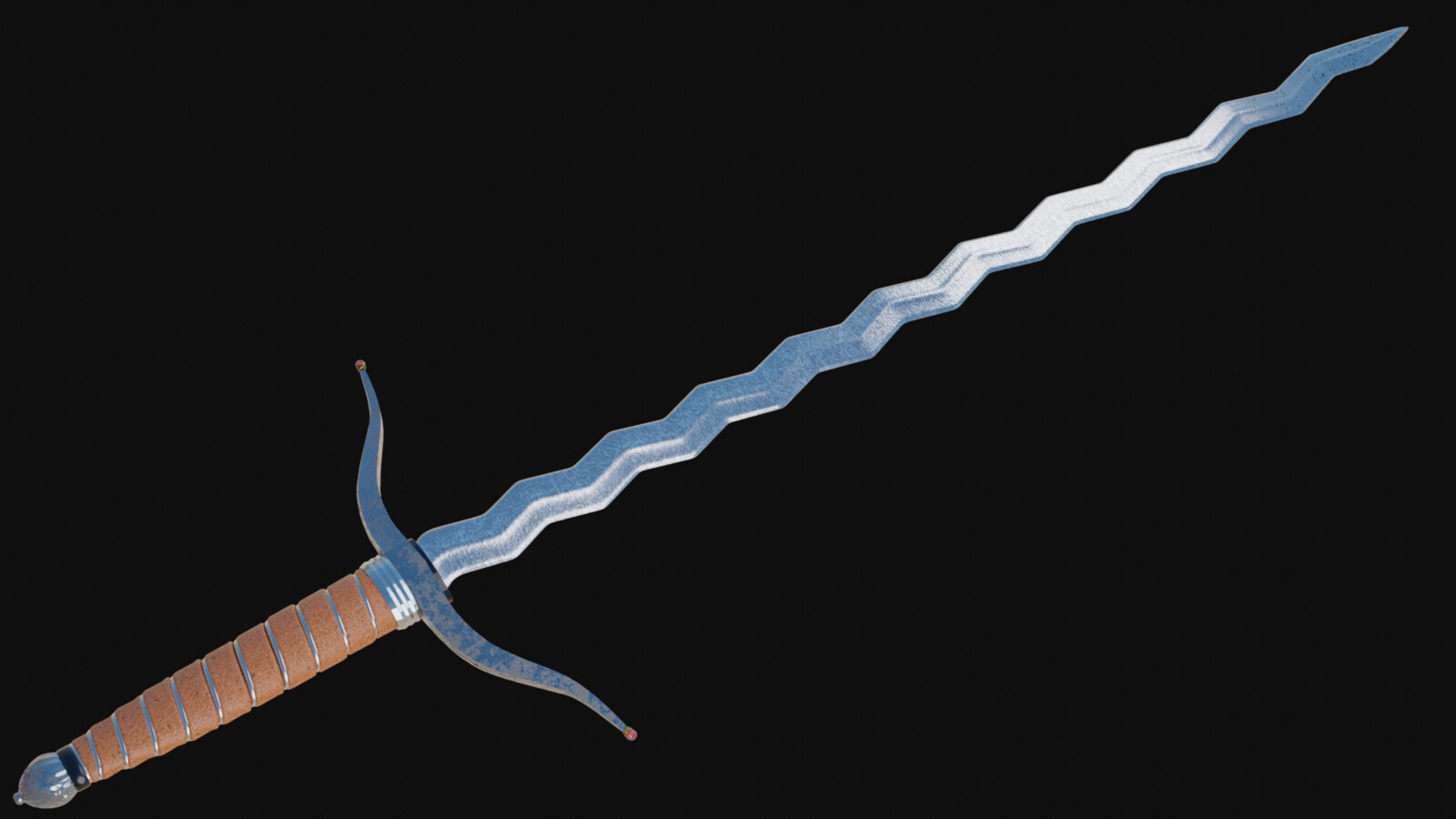 Sávio Farias - Damascus Steel Flamberge/Flambard/Flame-Blade Sword