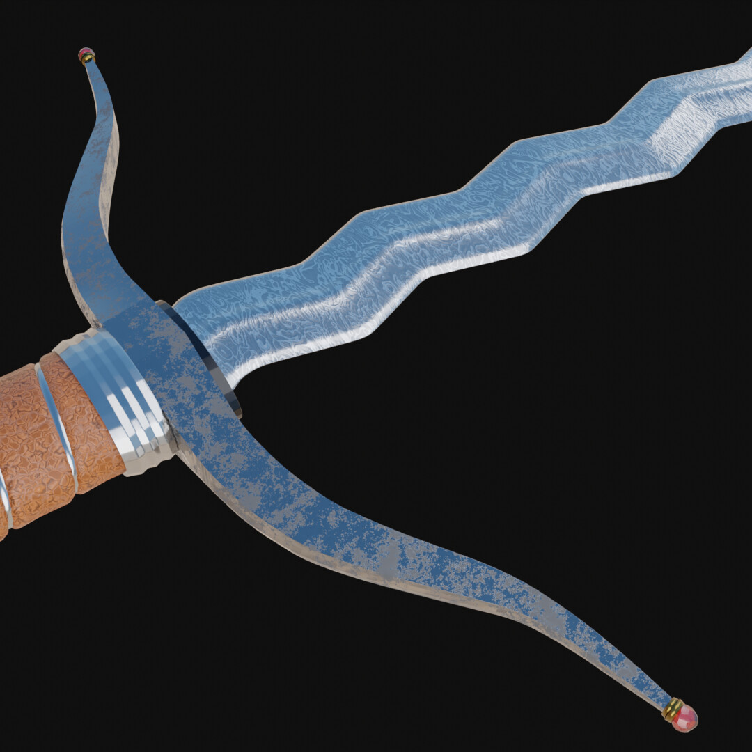 Sávio Farias - Damascus Steel Flamberge/Flambard/Flame-Blade Sword