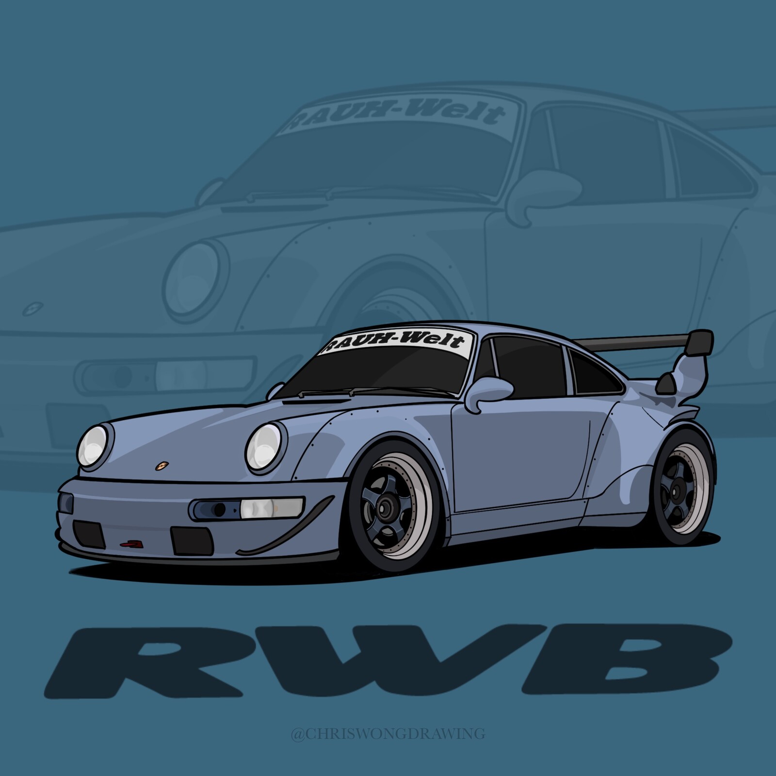 c w - RWB Porsche illustration