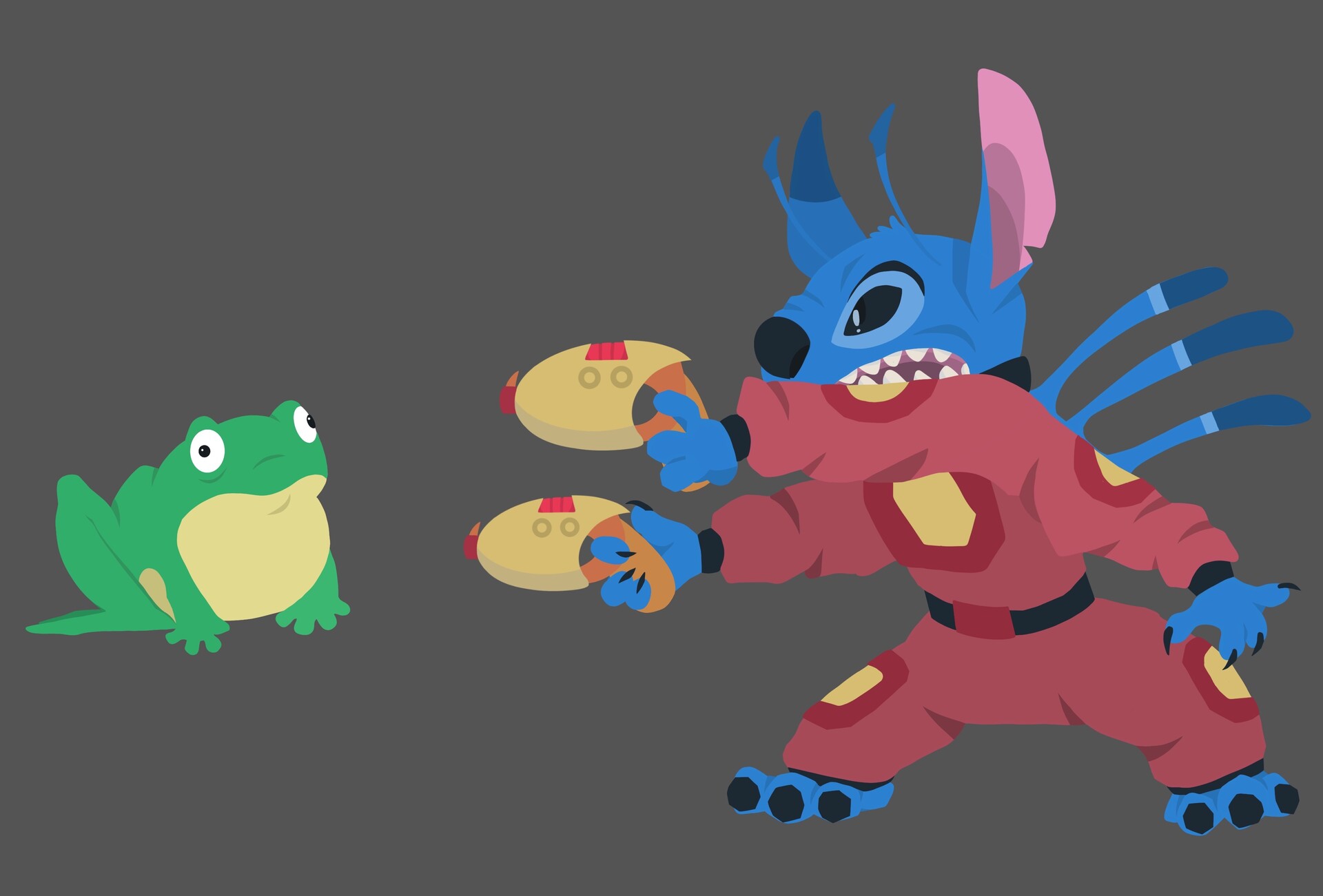 ArtStation - Stitch and frog.