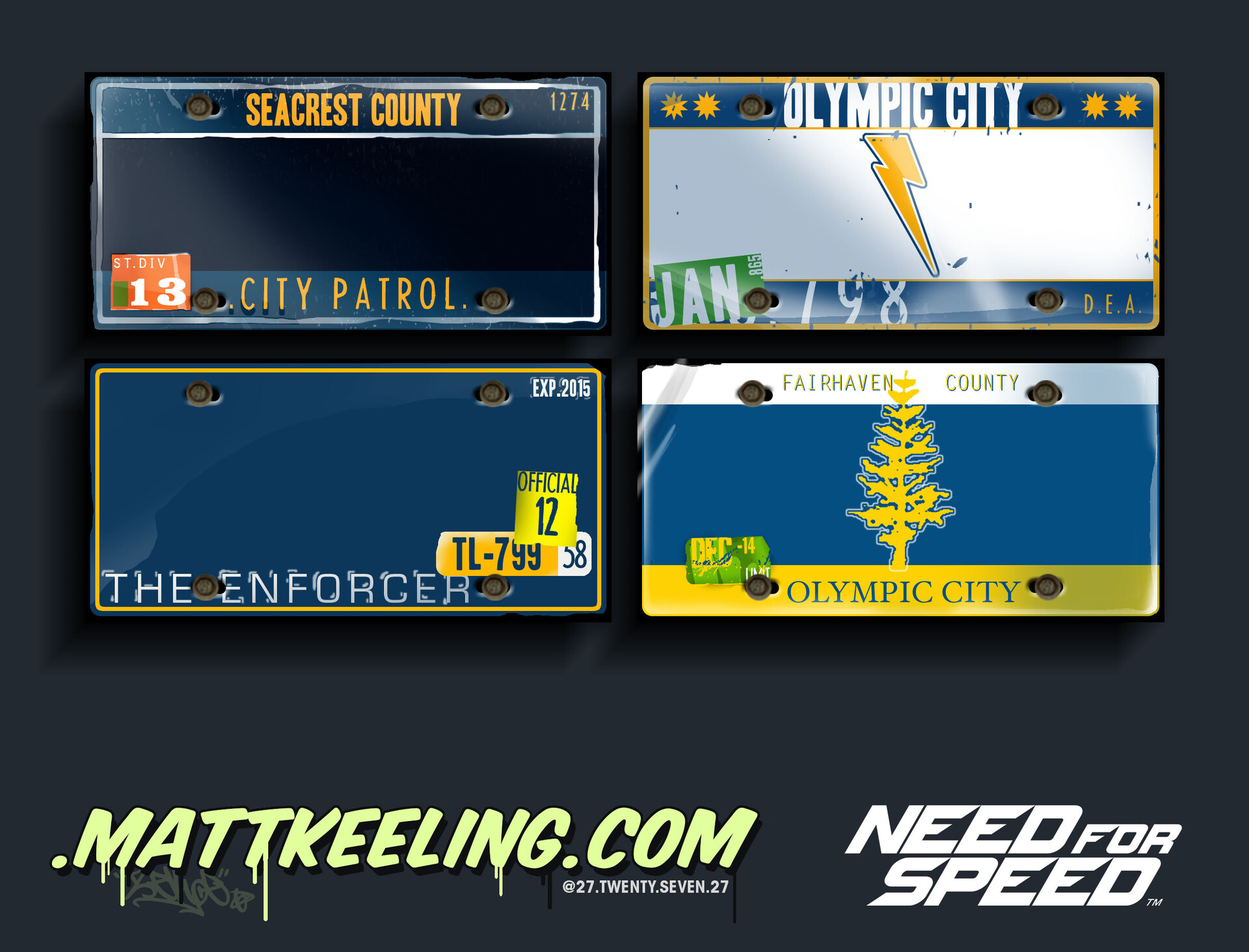 Matt Keeling - NFS Rivals - Police and Racers License Plates.
