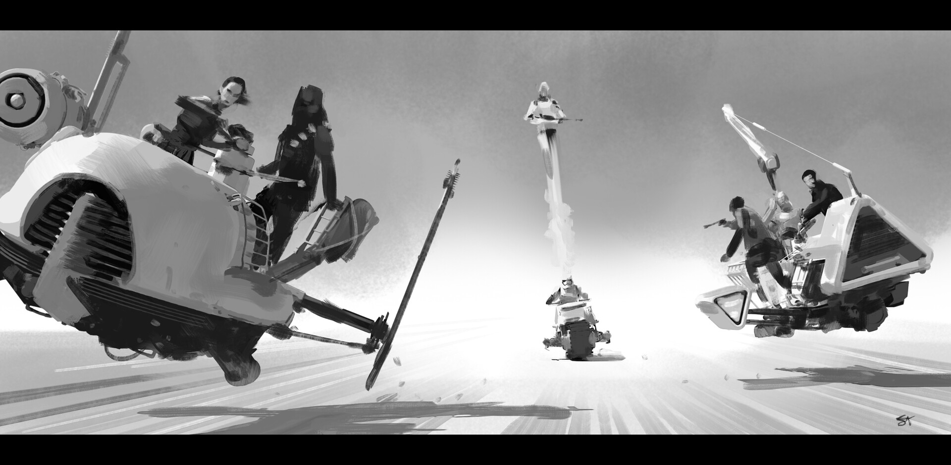 Stephen Tappin - Star Wars Ep 09 - Speeder Chase - from sketch to final art