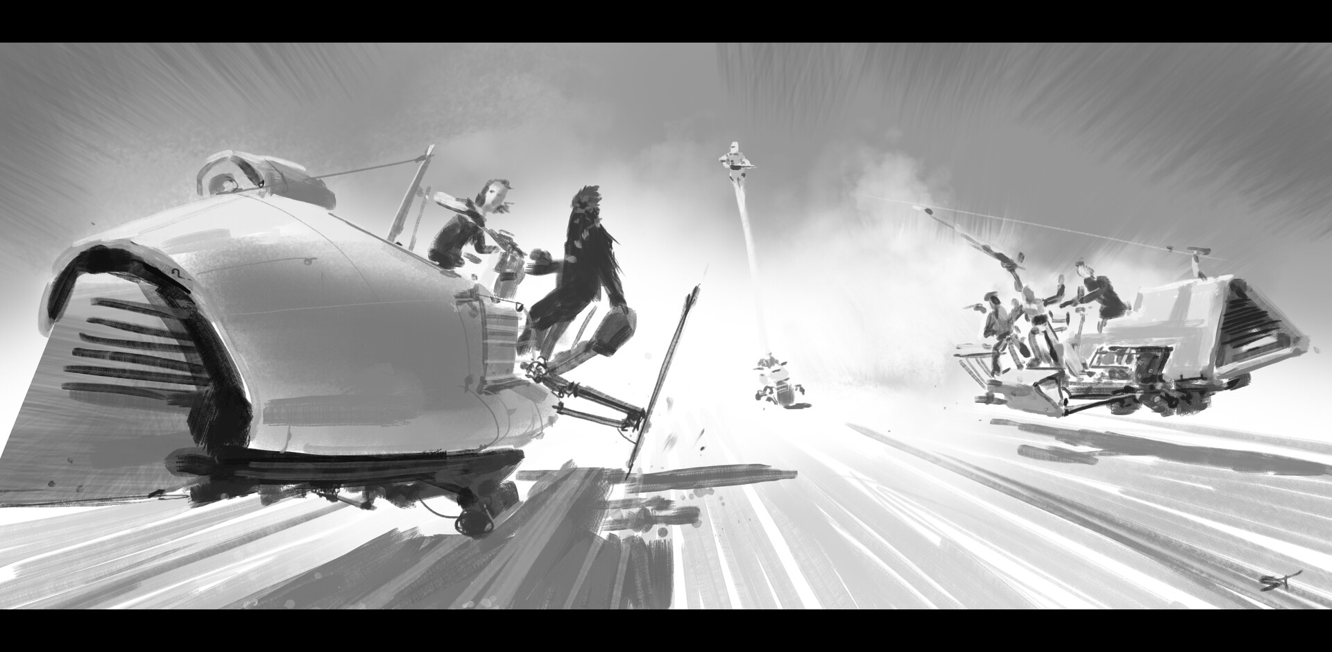 Stephen Tappin - Star Wars Ep 09 - Speeder Chase - from sketch to final art