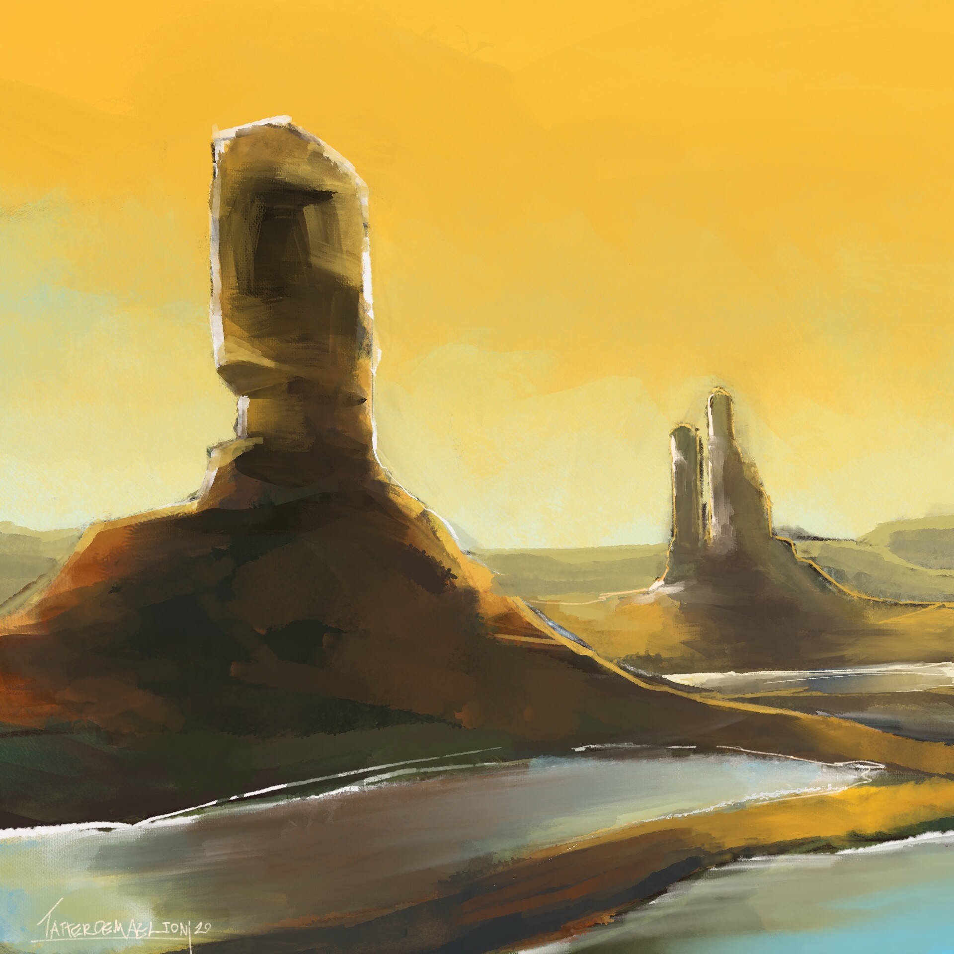 ArtStation - Desert Environment Warm Up sketches