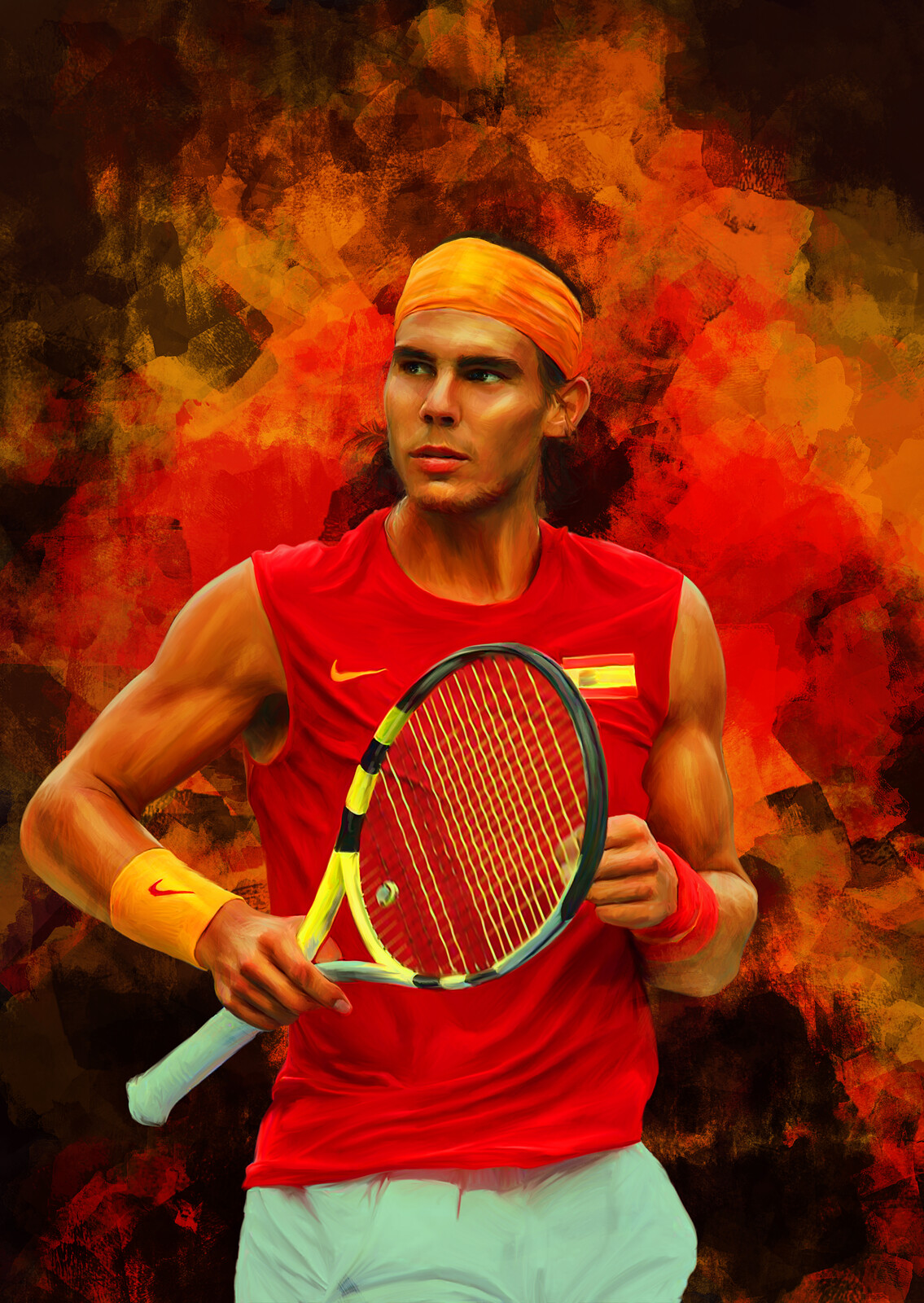 Sam Brannan - Rafa Nadal at Olympics 2008. Digital artwork portrait.
