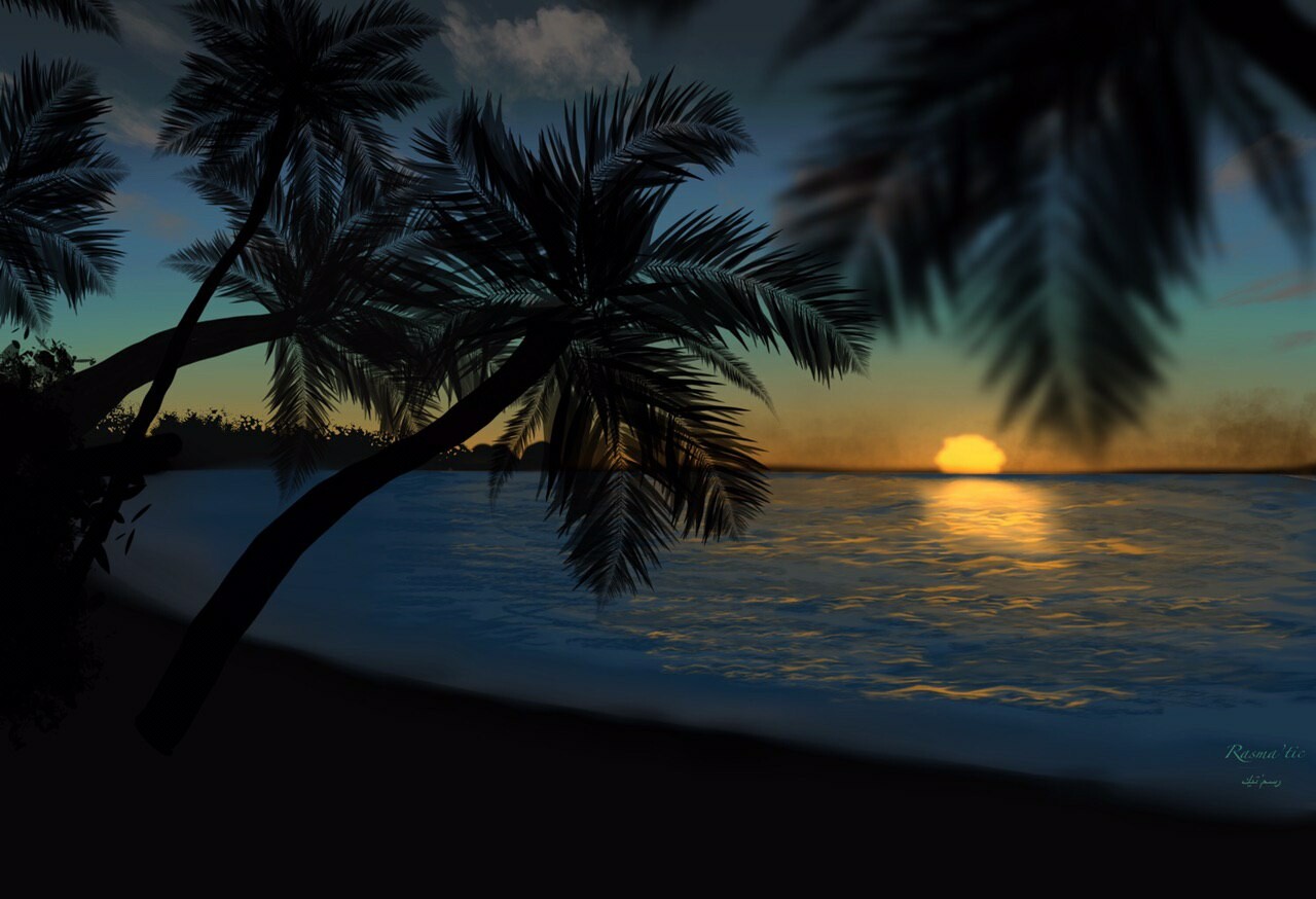 ArtStation - Sunset beach