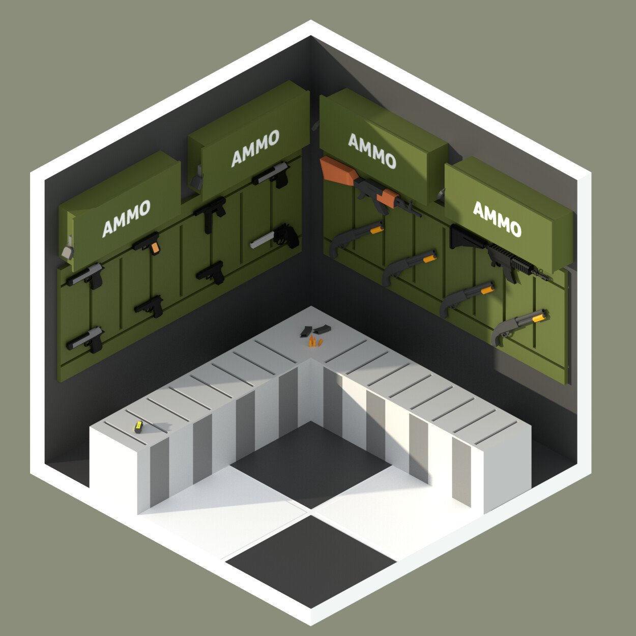 ArtStation - Isometric Room Design: Weapon Shop