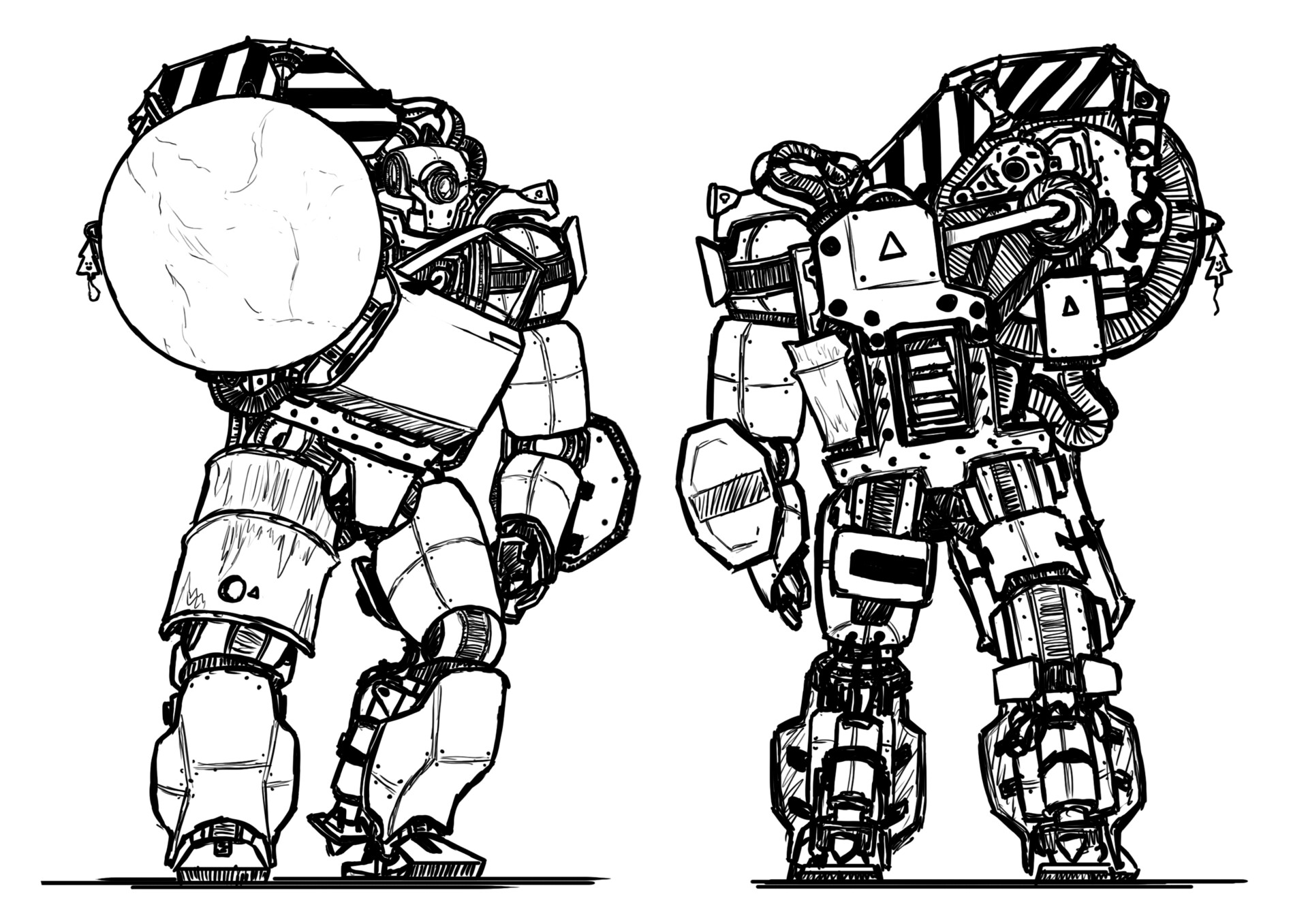 how to draw robots fighting