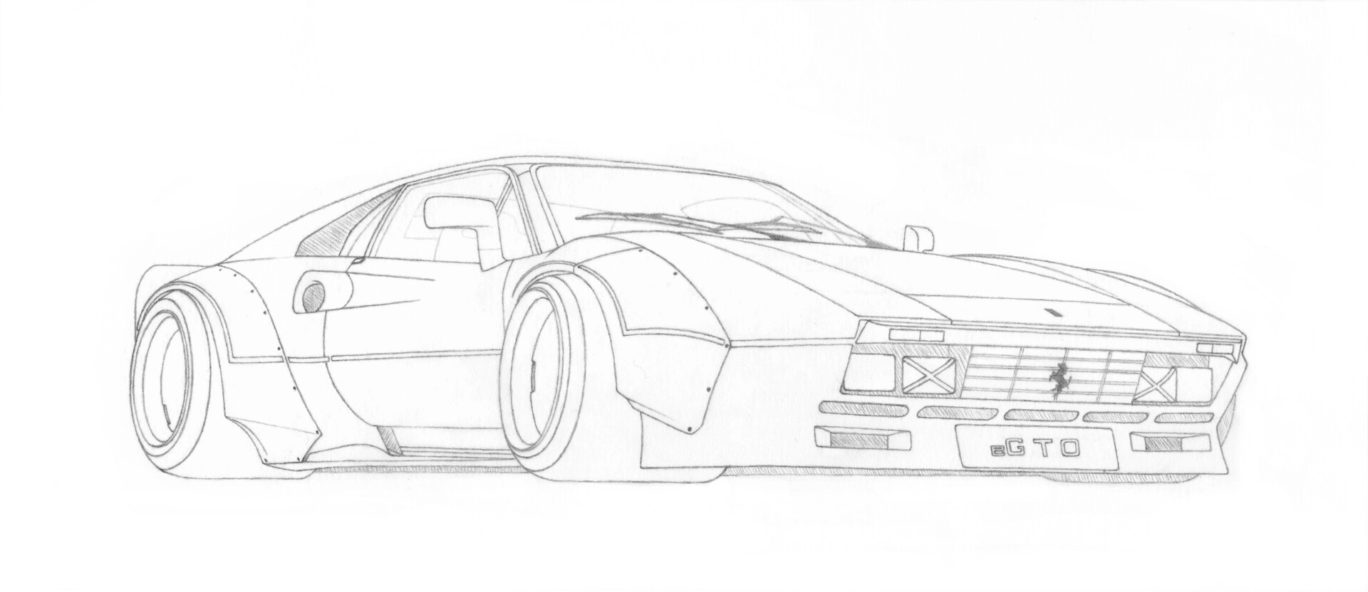 ArtStation - Ferrari 288 e-gto - pencil lineart