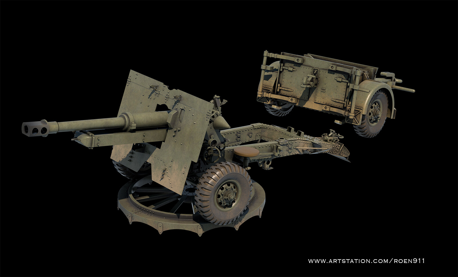 ArtStation - British 25 pdr Howitzer & Limber