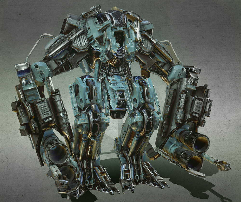 ArtStation - flamethrower mech!... without the flame