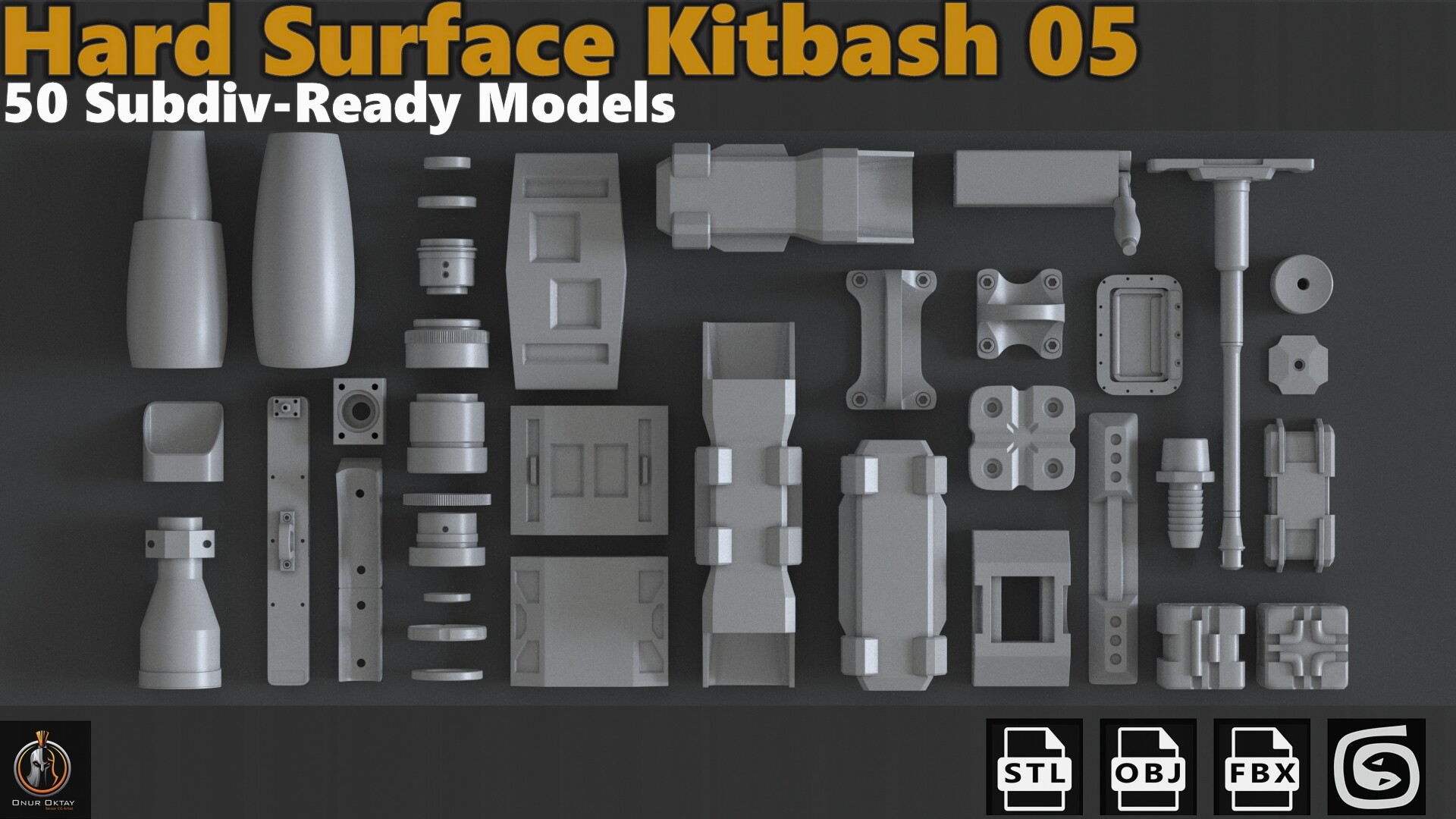 ArtStation - Hard Surface Sci-Fi Industrial KitBash Library 05 - SubDiv Ready