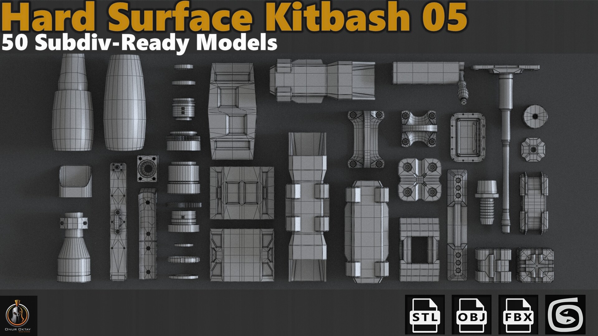 Onur Oktay - Hard Surface Sci-Fi Industrial KitBash Library 05 - SubDiv Ready