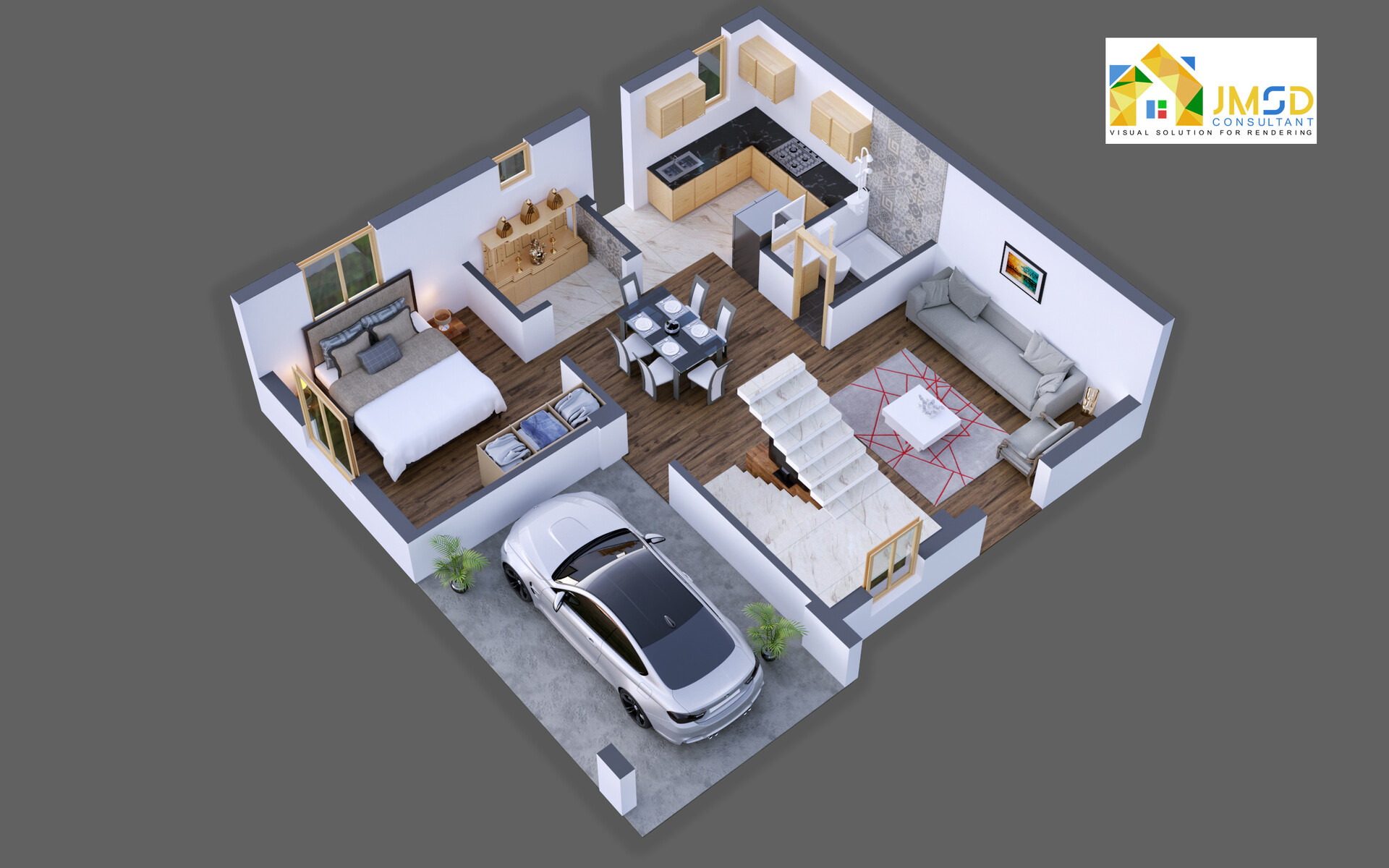 ArtStation - 3D ARCHITECTURAL FLOOR PLAN RENDERING FOR PROPERTY RENTALS