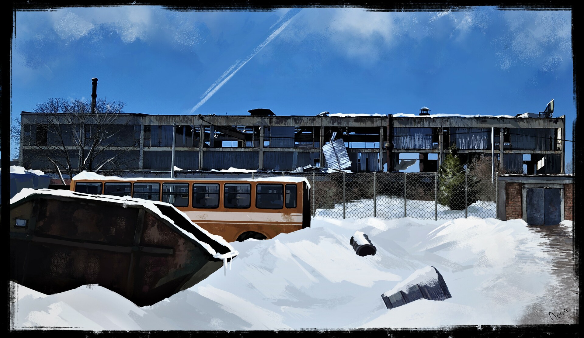 ArtStation - Snowy old factory