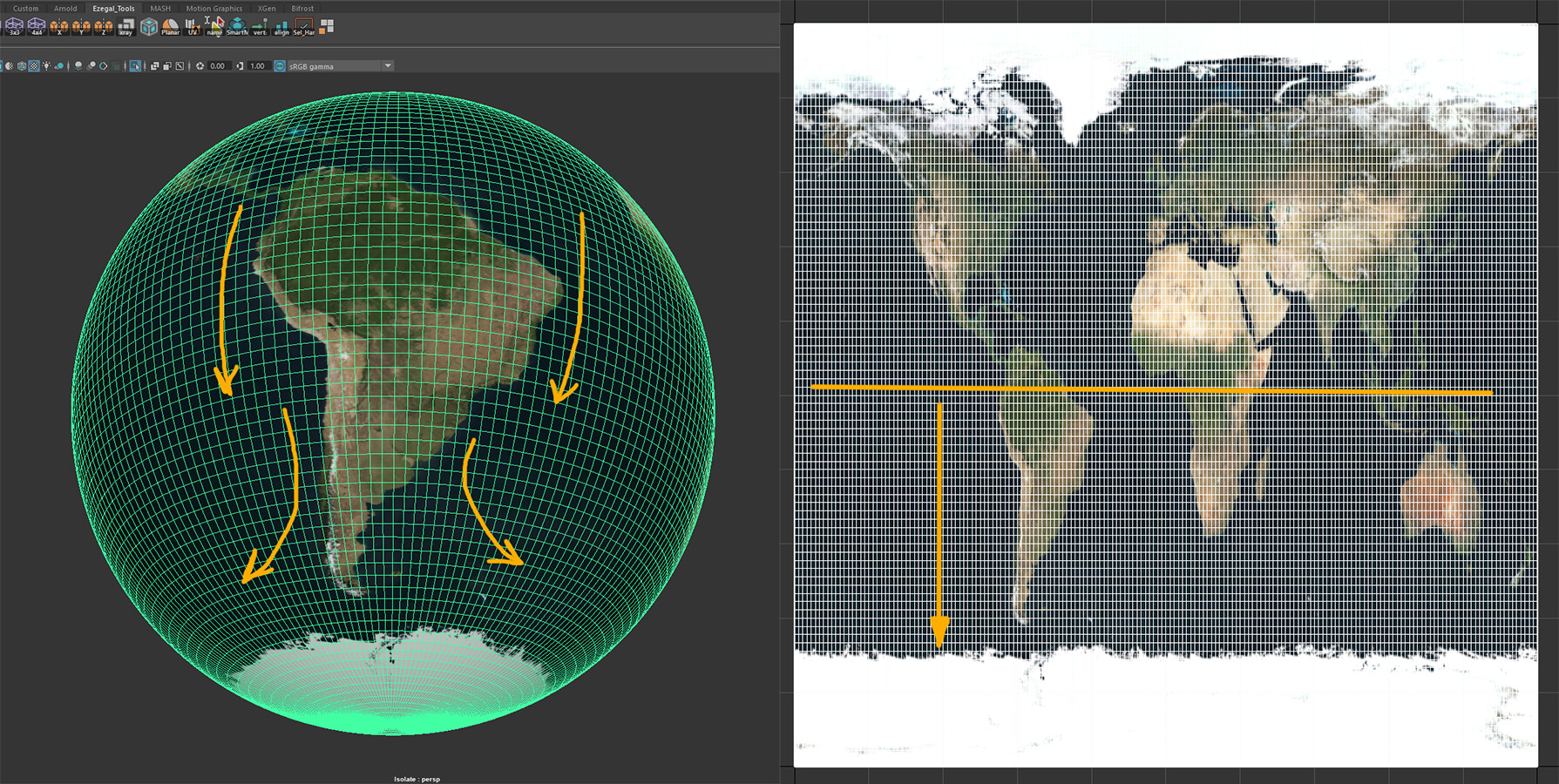 planar projection maya