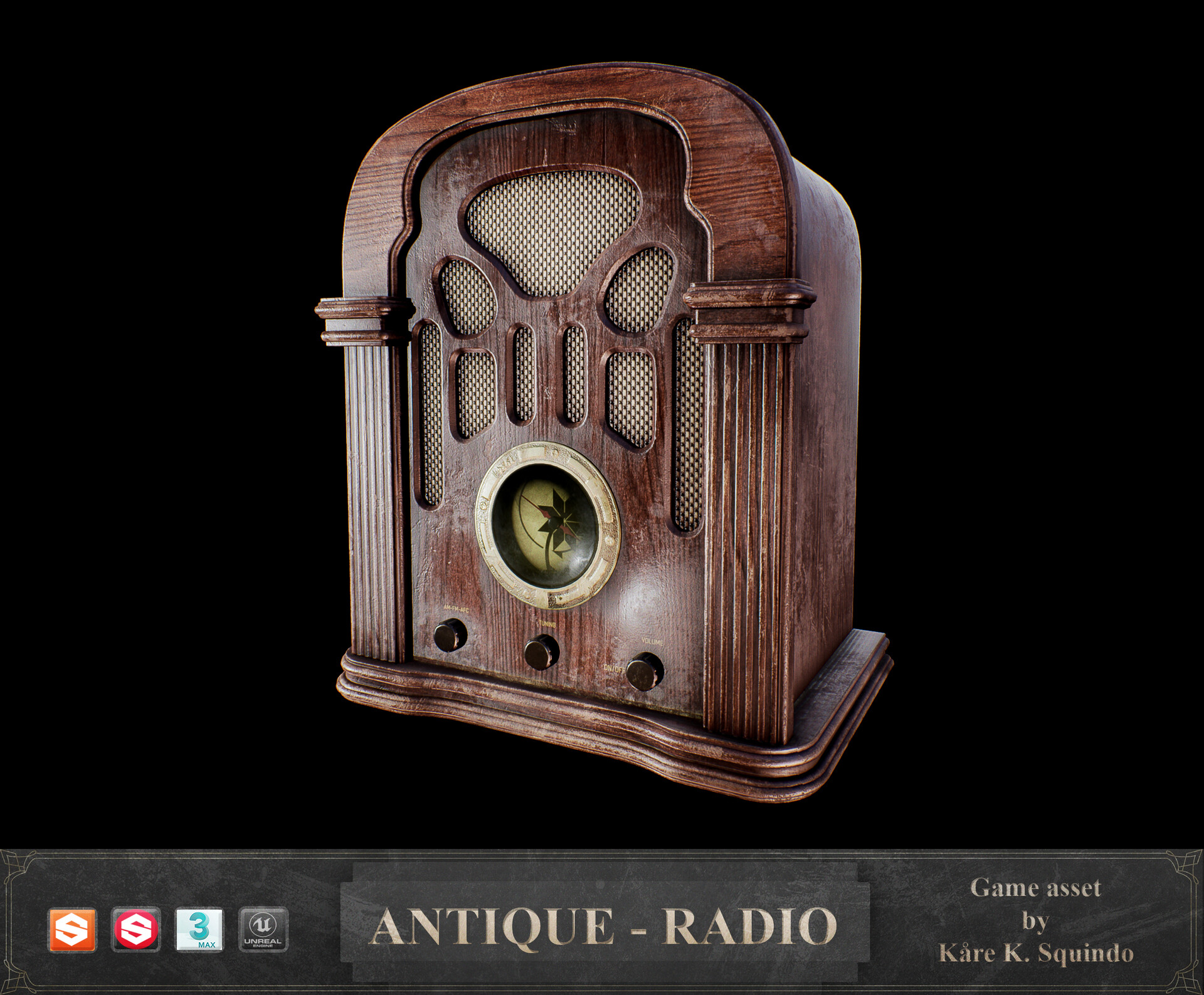 ArtStation - Antique Radio - game prop