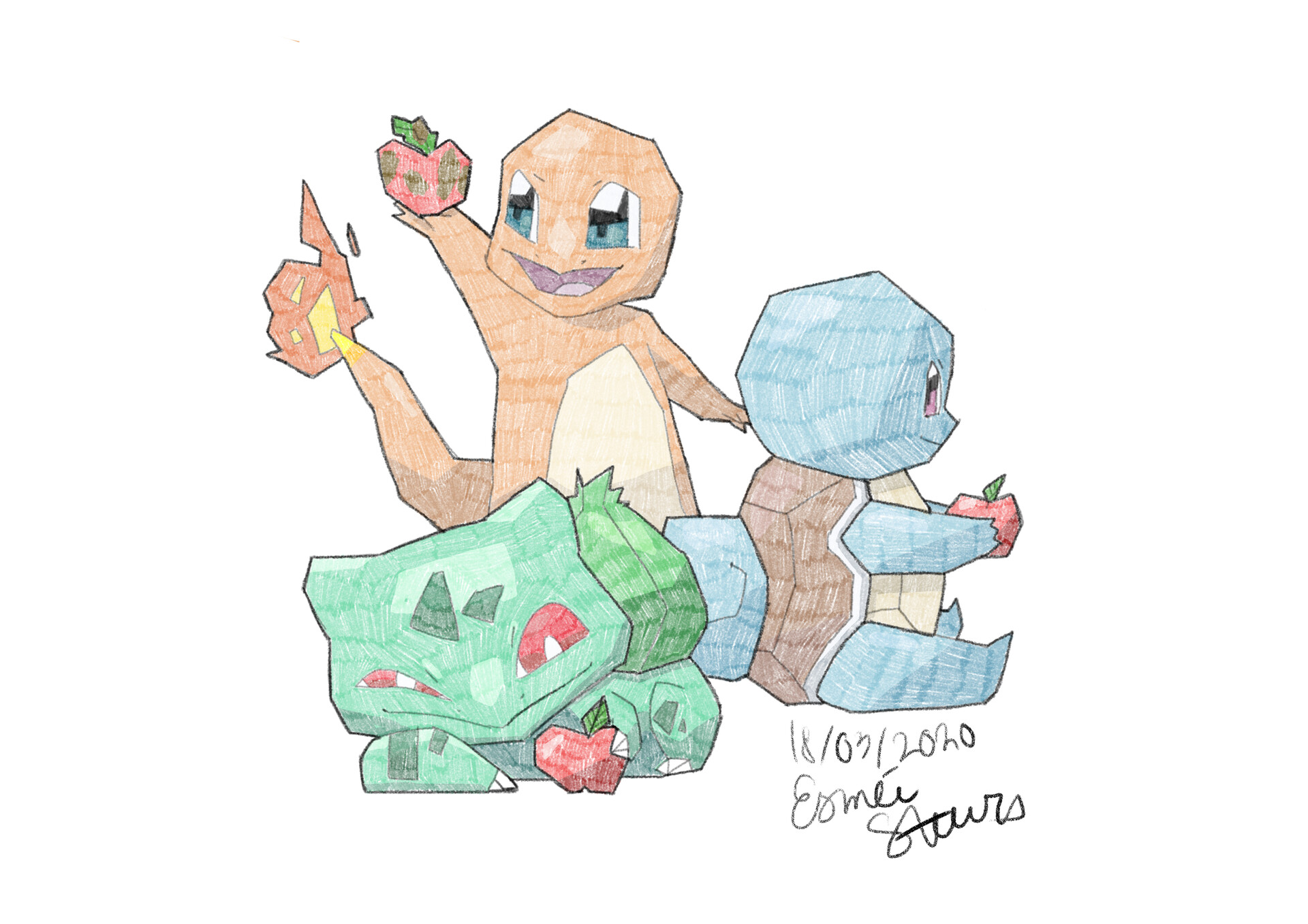 ArtStation - Charmander, Squirtle and Bulbasaur