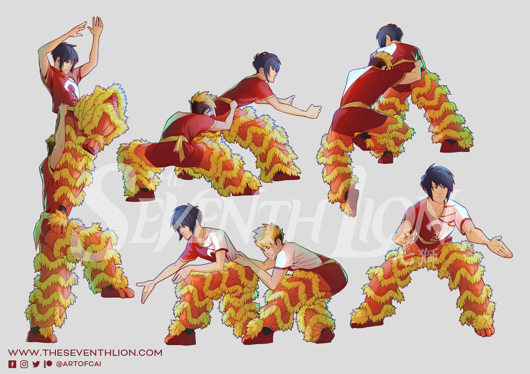 how to draw lion dance step by step