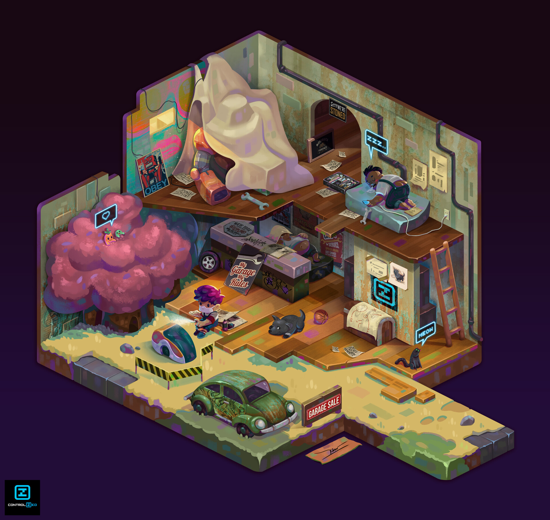 ArtStation - ISOMETRIC GARAGE DESIGN - PERSONAL ARTWORK