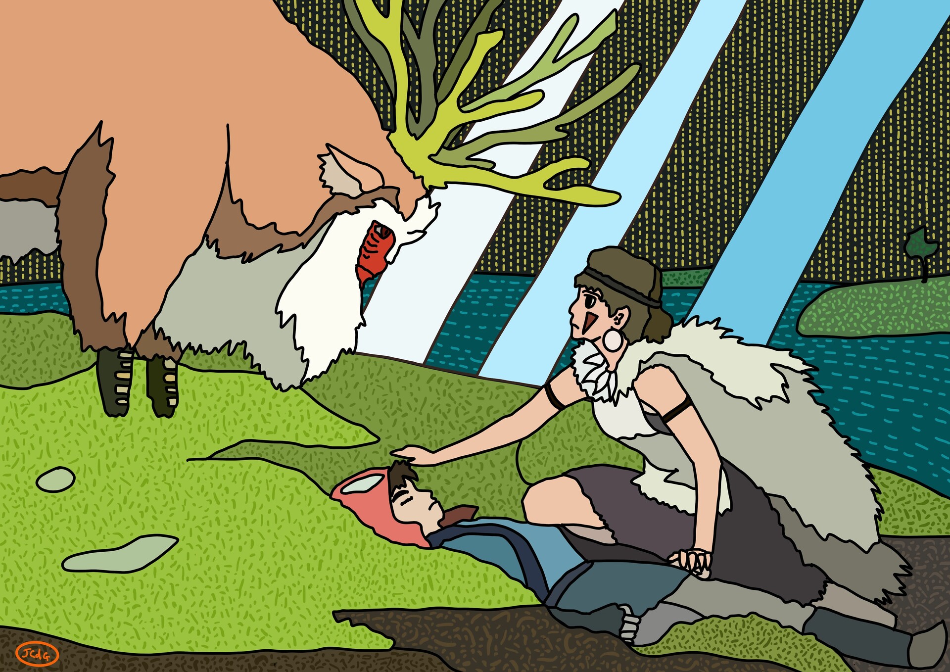 ArtStation - Princess Mononoke meets the deer god