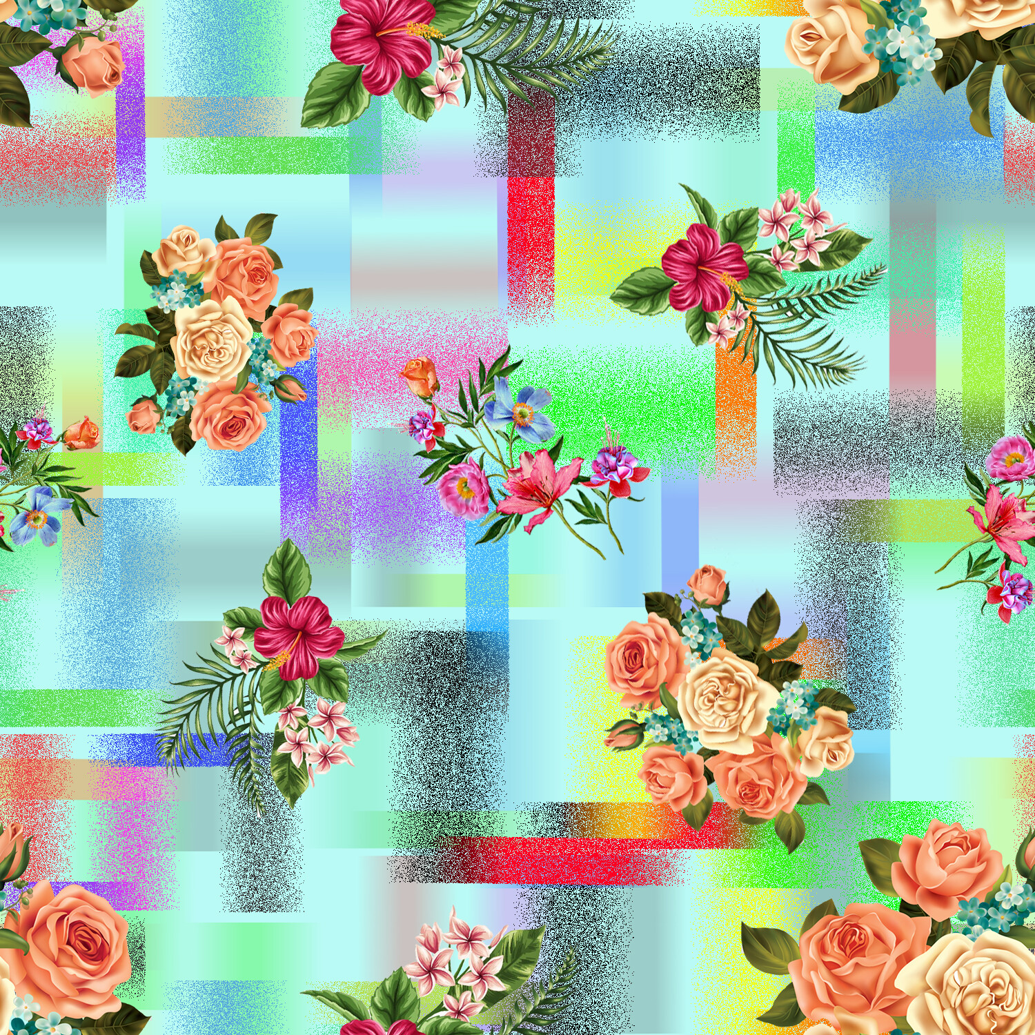 ArtStation - seamless floral flower design with geometric colorful ...