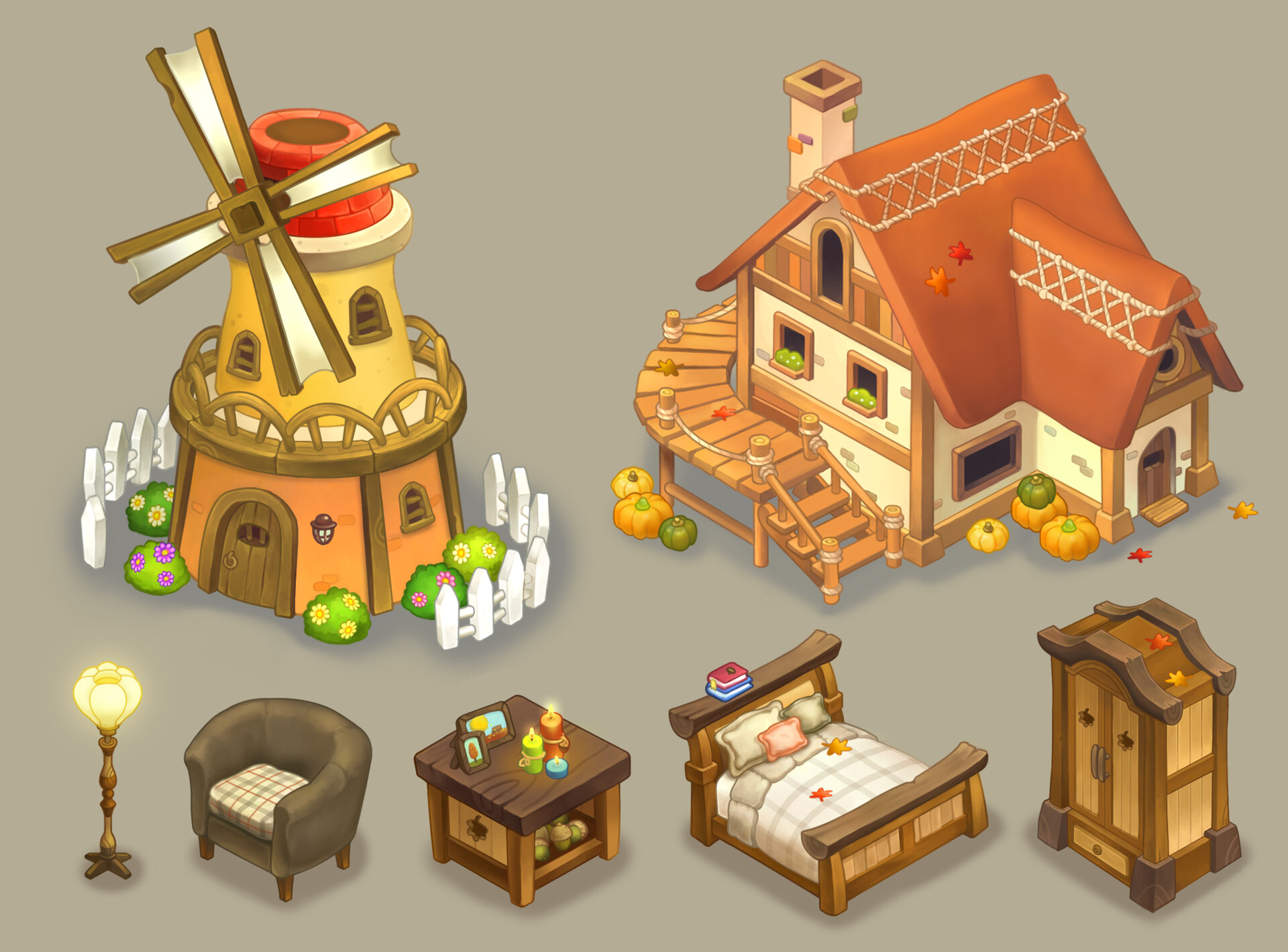 ArtStation - Autumn Theme Isometric Objects