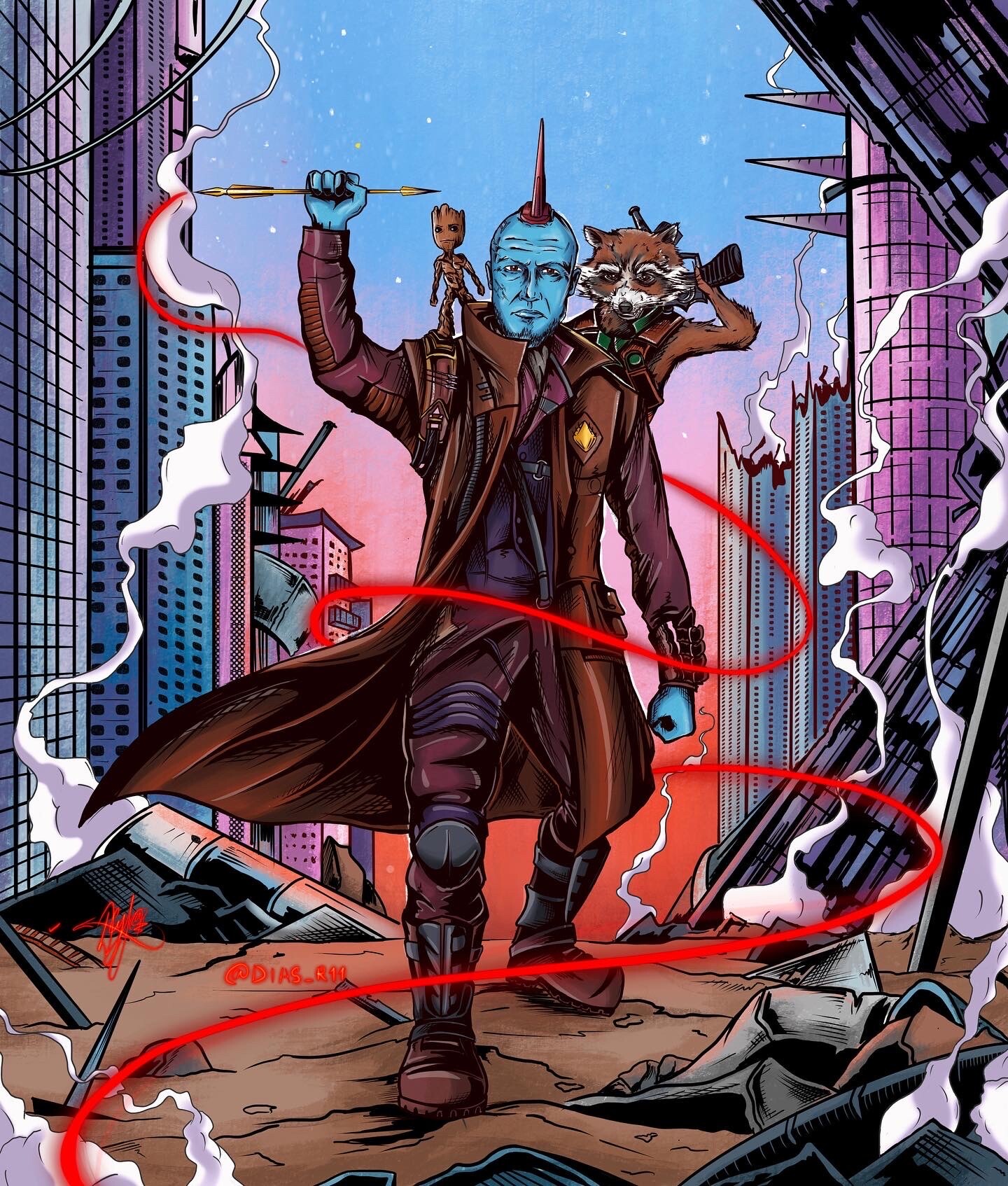 ArtStation - “Dream team” Yondu Udonta,Rocket,Grut / my Instagram @Dias_R11