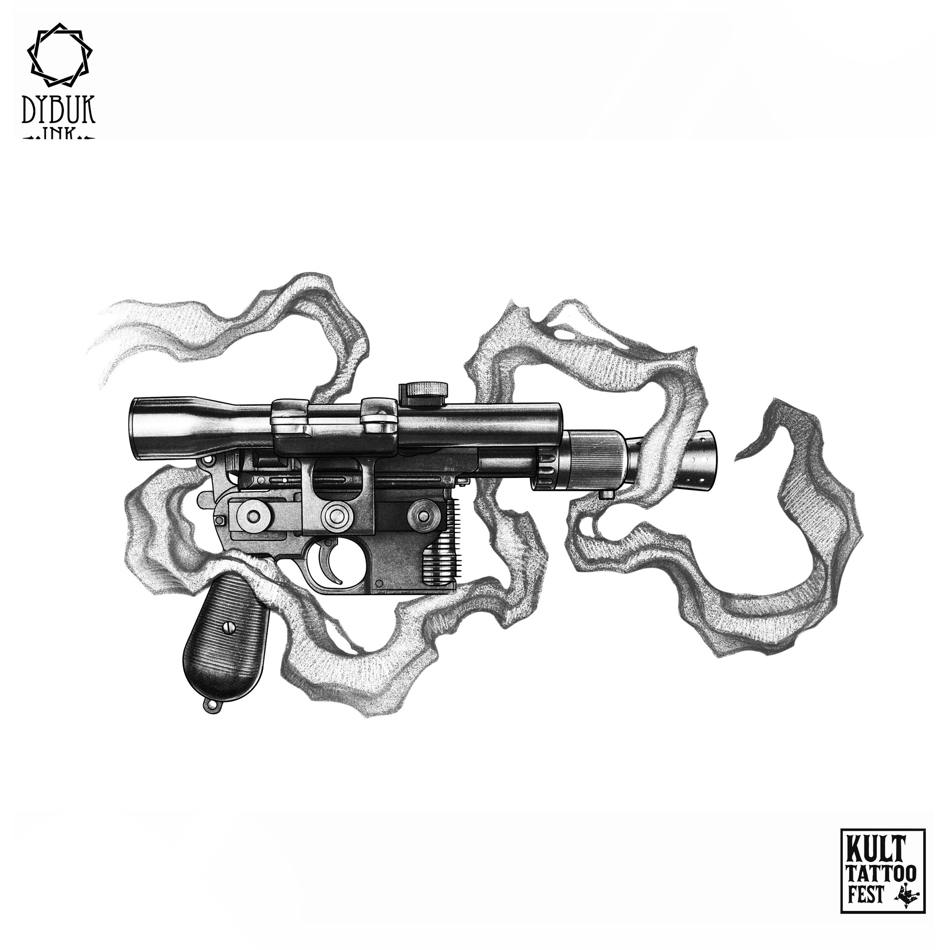 how to draw han solos gun