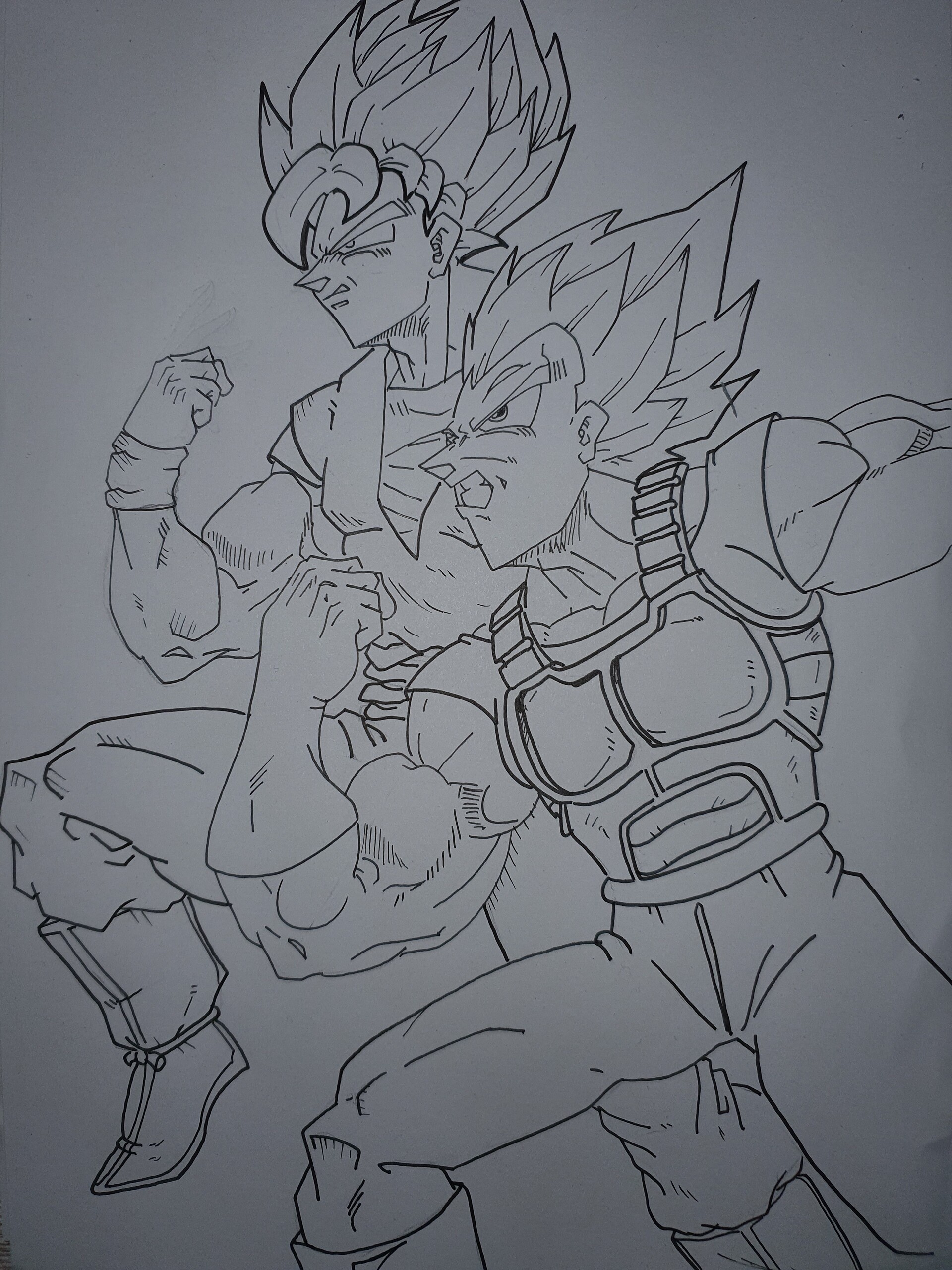 how to draw goku and vegeta fighting