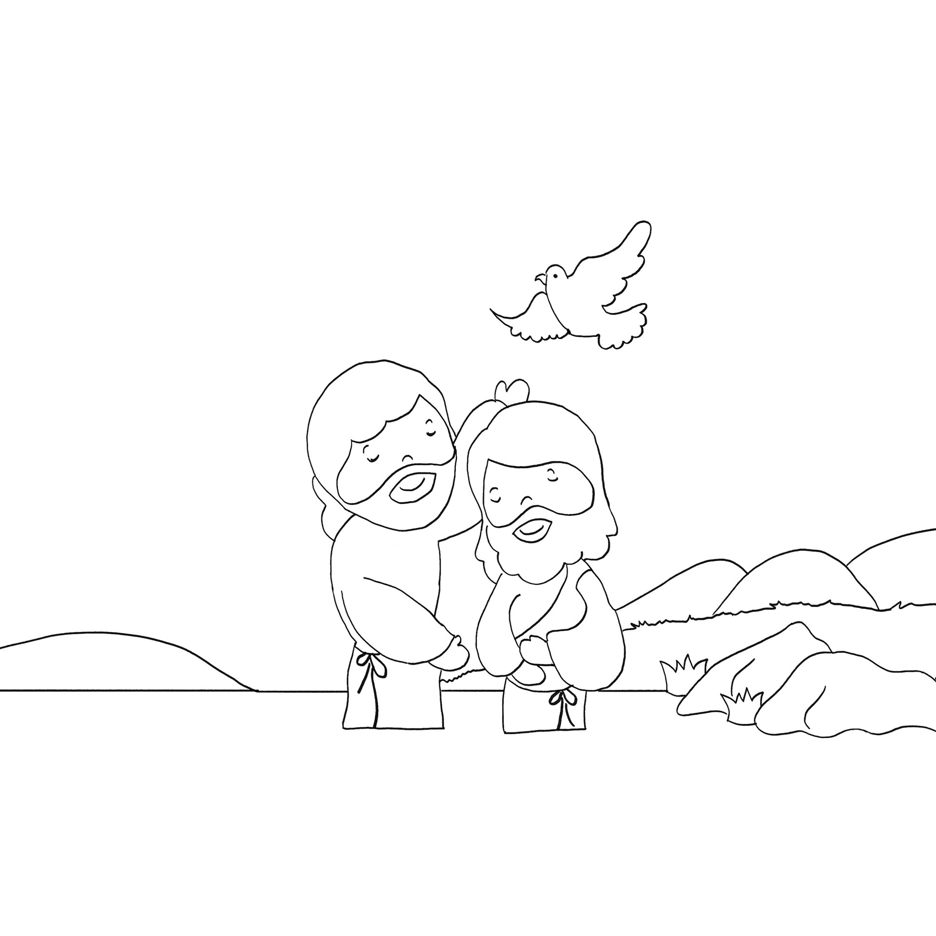 jesus being baptized coloring page