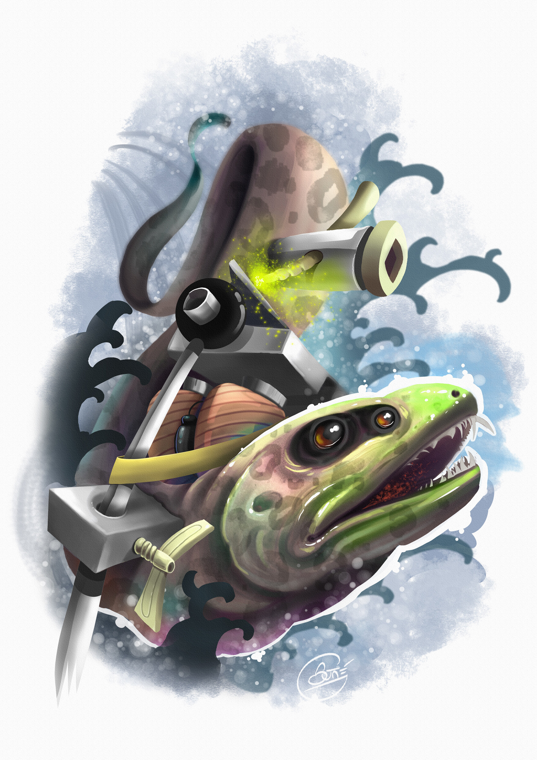 ArtStation - Moray fish tattoo machine