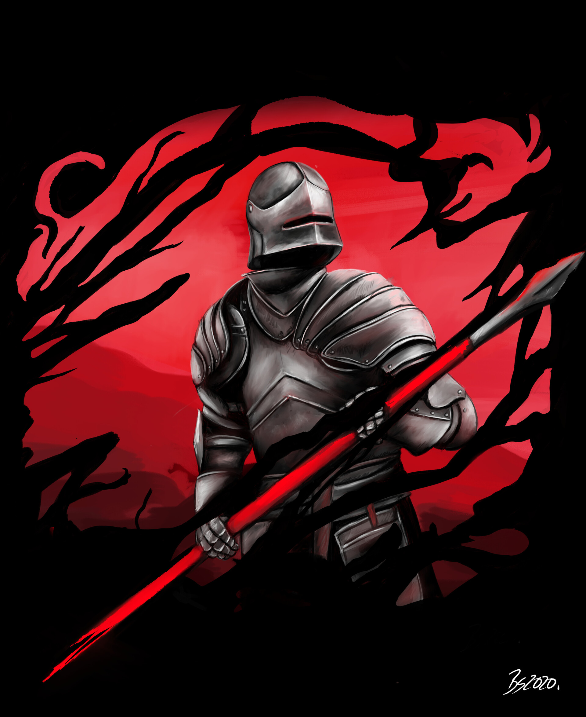 how to draw dark red knight