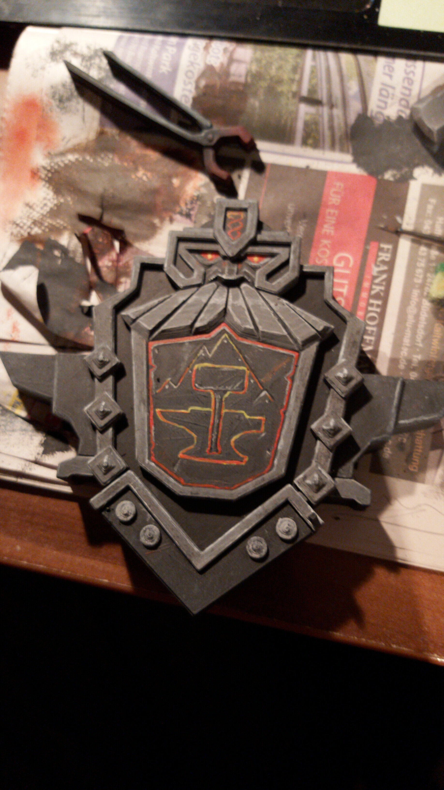 Sarah Preuhs - 3D printed crest of the Dark Iron Dwarves from WoW