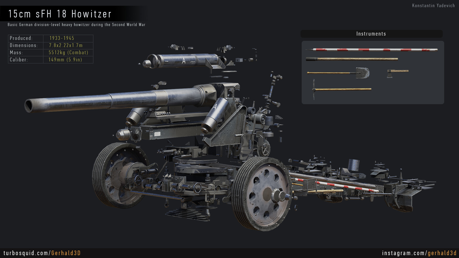 Konstantin Gerhald3D - 15cm SFH 18 Gameready model