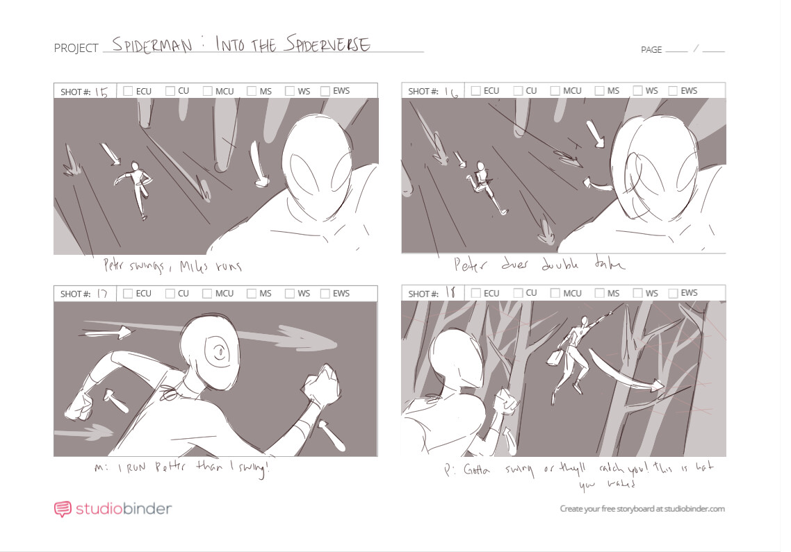 Finnegan Todd - Storyboards || Spider-Man: Into the Spiderverse