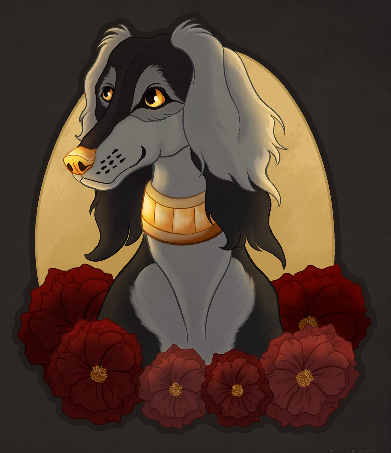 ArtStation - Saluki With Flowers
