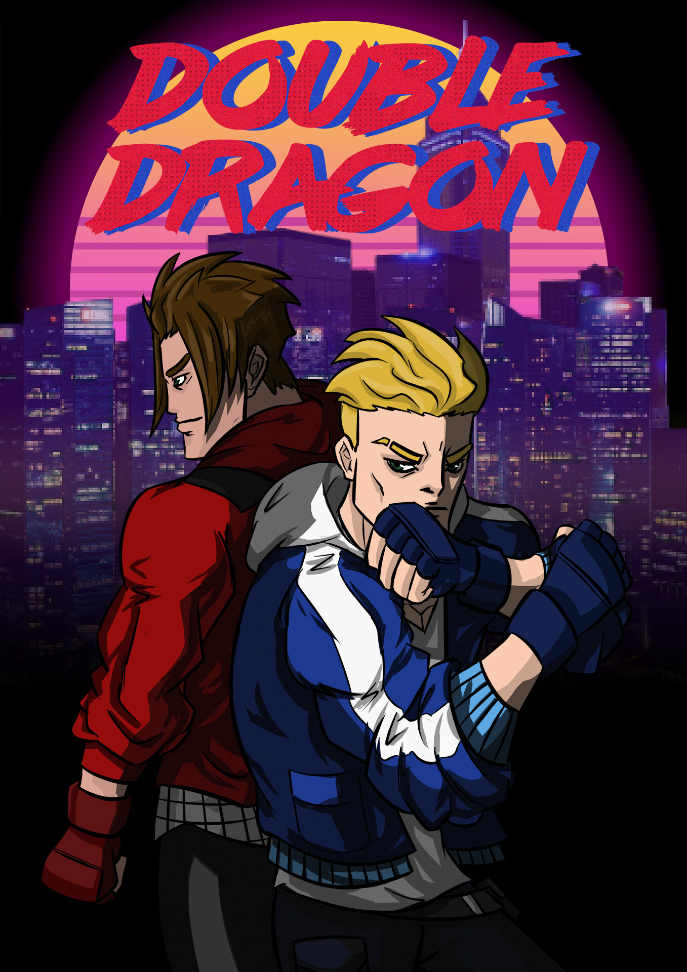 Double dragon neon art - telenaa