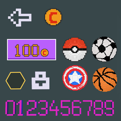 8 Bit Pokeball Grid