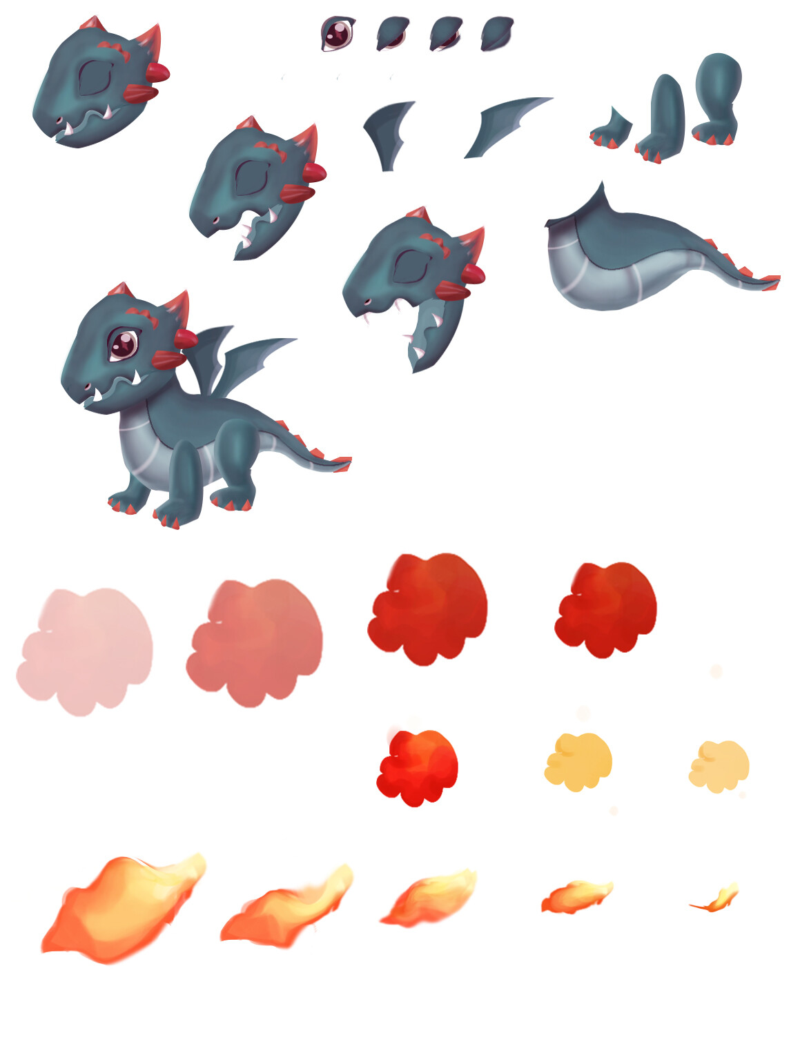 ArtStation - dragon_ sprite sheet_game art