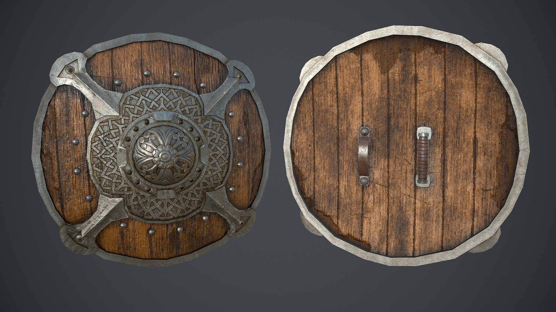 G_Pouraskar - 15 low poly ancient sheild + 4k PBR texture and material ...