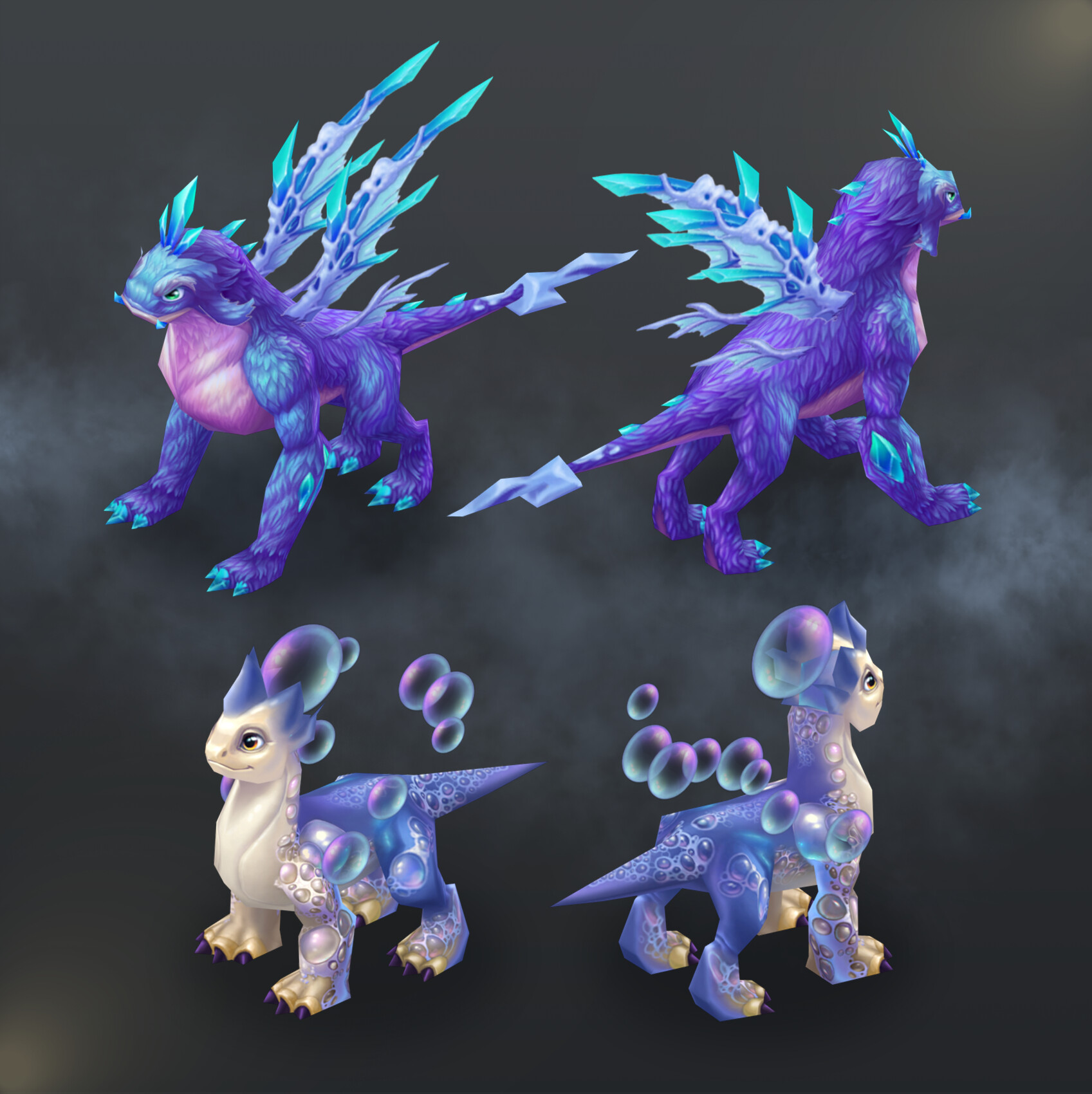 ArtStation - Blizzard dragon and Soap dragon (Texture for the game ...