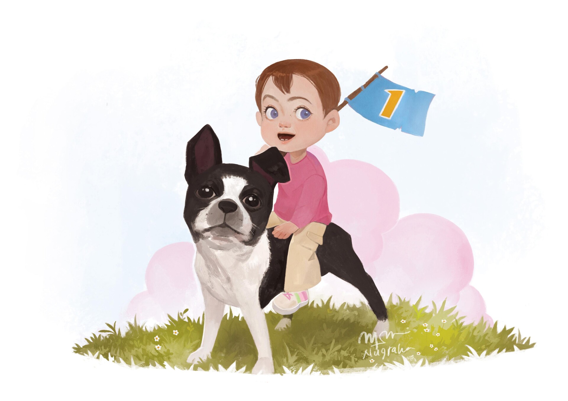 ArtStation - baby riding a dog