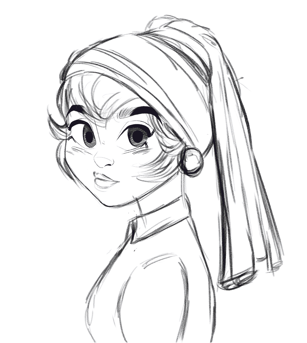 how to draw the girl with the pearl earring step by step