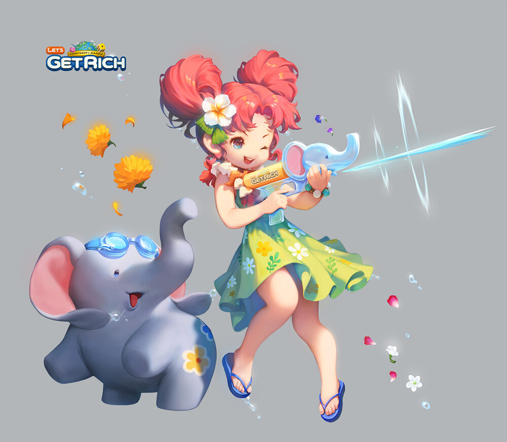 ArtStation - 2020 Let's Get rich artwork - SongKran little Nixie